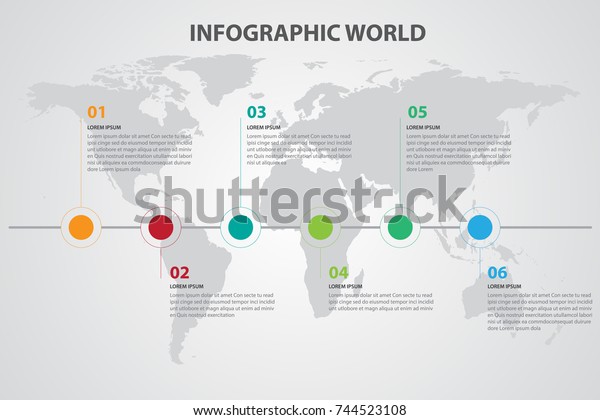 Infographic World Map Color Background Vector Stock Vector (Royalty ...