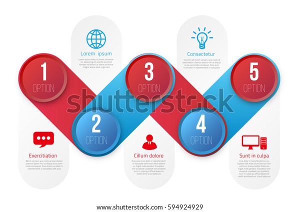 Infographics 5 Steps Milestone Colorful Blue Stock Vector (Royalty Free ...