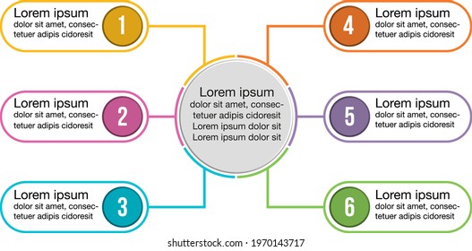 Infographics 6 Tabs Multicolor Outlines Fill Stock Vector (Royalty Free ...