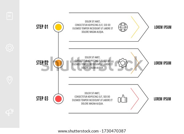 Infographics Arrows Three Steps Icons Line Stock Vector (Royalty Free ...