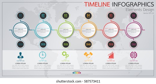 Infographics Business Horizontal Timeline Process Chart Stock Vector ...