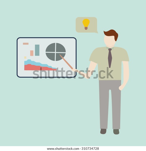 Infographics Businessman Showing Pointer Charts Stock Vector (Royalty ...