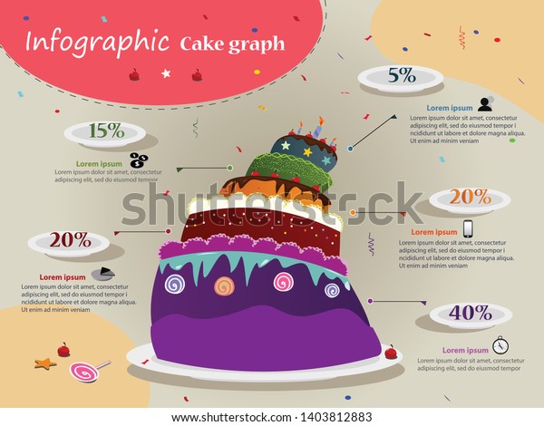 infographics cake graph.Infographics케이크 벡터 일러스트레이션이익, 시장 스톡 벡터(로열티 프리 ...