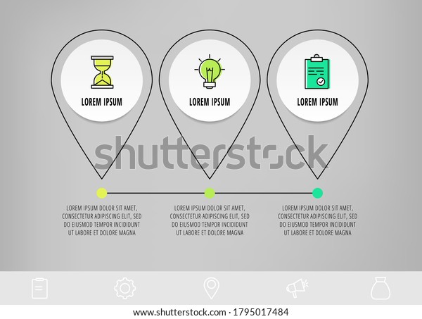 Infographics Circles 3 Steps Icons Flatline Stock Vector (Royalty Free ...