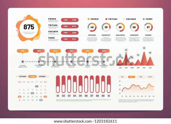 Infographics dashboard. Modern ui with statistics graphs, pie charts ...