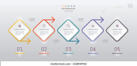 Infographics Design Template Icons Process Diagram 스톡 벡터(로열티 프리 ...