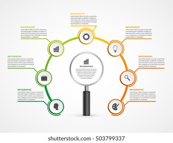 Infographics Design Template Magnifier Chart Vector Stock Vector ...