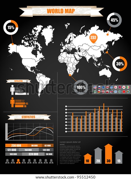 Infographics Earth Map Different Charts On Stock Vector (Royalty Free ...