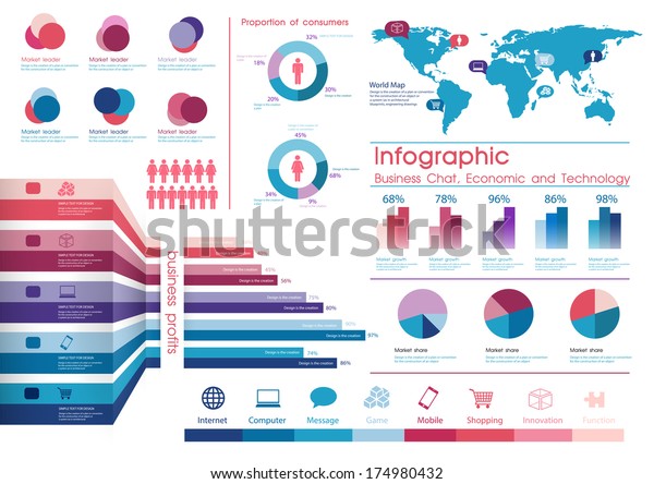 Infographics Elements Information Technology Business Set Stock Vector ...