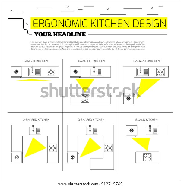 Infographics Ergonomics Kitchen Design Vector Illustration Stock Vector ...