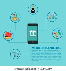 Infographics Flat Design Mobile Banking Services Stock Vector (Royalty ...