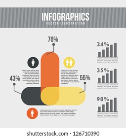 Infographics Graphs Bar Vintage Vector Illustration Stock Vector ...