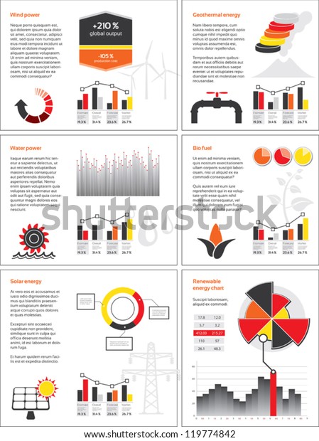 Infographics with graphs and charts for renewable energy