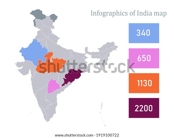 Infographics India Map Individual Regions Vector Stock Vector (Royalty ...