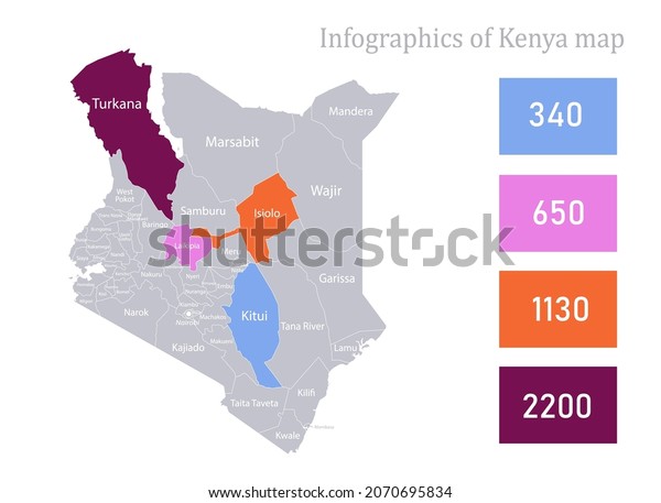 Infographics Kenya Map Individual Regions Vector Stock Vector (Royalty ...