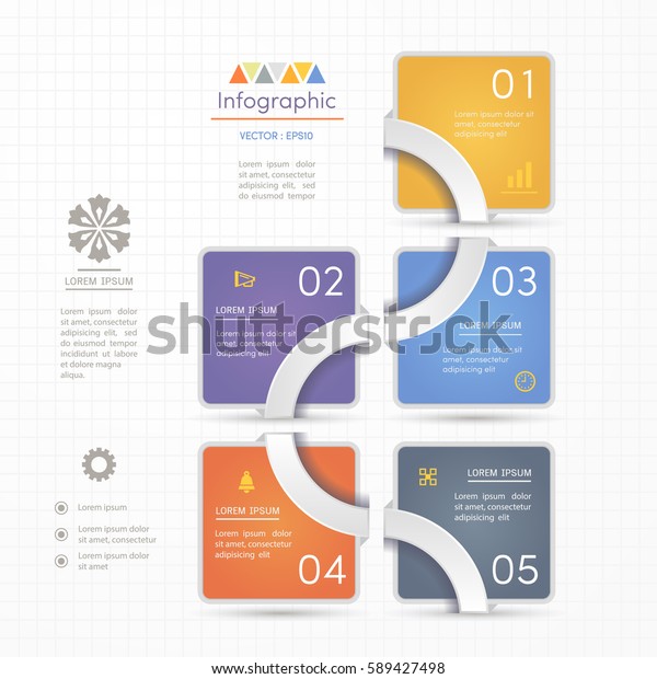 Infographics Square Design Template Icons Process Stock Vector (Royalty ...