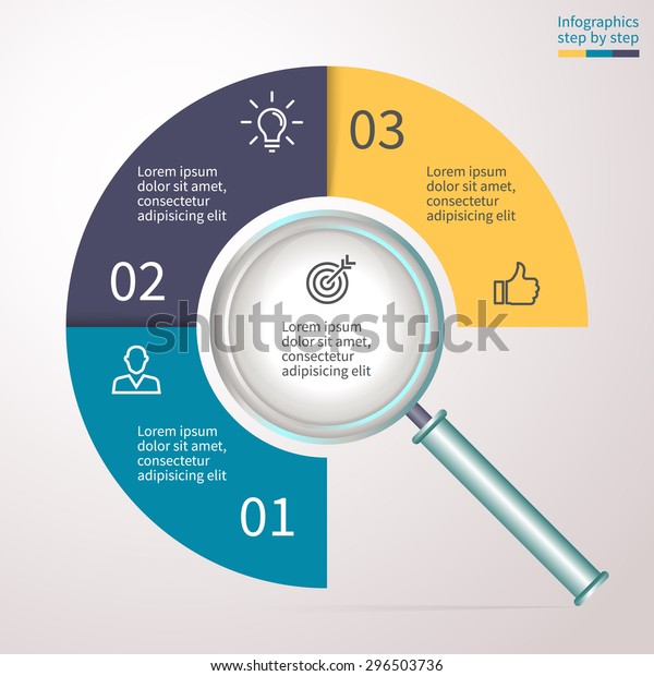 Infographics Step By Step Magnifying Glass Stock Vector (Royalty Free ...