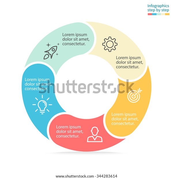 Infographics Step By Step Pie Chart 스톡 벡터(로열티 프리) 344283614 | Shutterstock