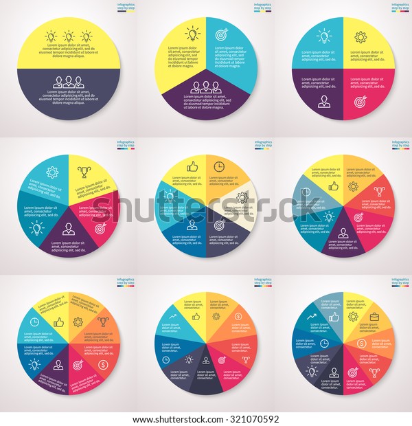 Infographics Step By Step Pie Charts: vector de stock (libre de ...