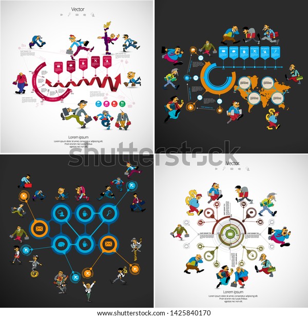 Infographics Template Cartoon Character Vector Illustration Stock ...