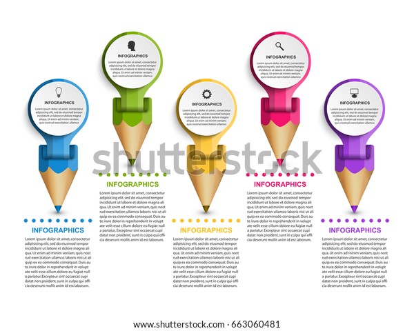 Infographics Template Colored Pencil Form Ribbons Stock Vector (Royalty ...
