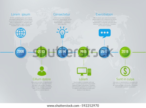 Infographics Timeline Blue Green Colored Vector Stock Vector (Royalty ...