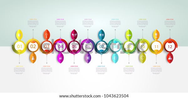 Infographics Timeline Template 3d 12 Options Stock Vector (Royalty Free ...