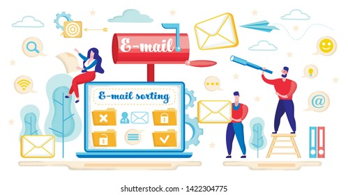 Information Banner Email Sorting Cartoon Flat Stock Vector (Royalty ...