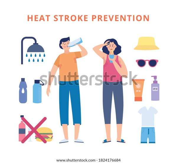 Information Banner Preventing Heat Stroke Cartoon Stock Vector (Royalty ...