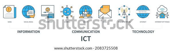 Information Communication Technology Ict Concept Icons Stock Vector ...