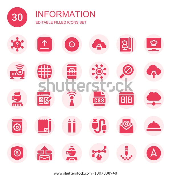 Information Icon Set Collection 30 Filled Stock Vector (Royalty Free ...