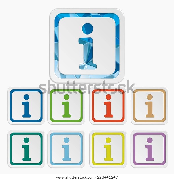 Information Icons Help Symbols Set Colorful: เวกเตอร์สต็อก (ปลอดค่า ...