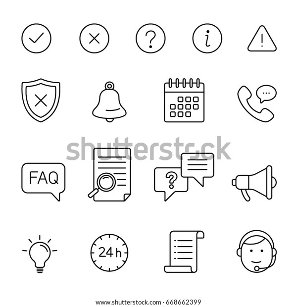Information Notification Thin Monochrome Icon Set Stock Vector (Royalty ...