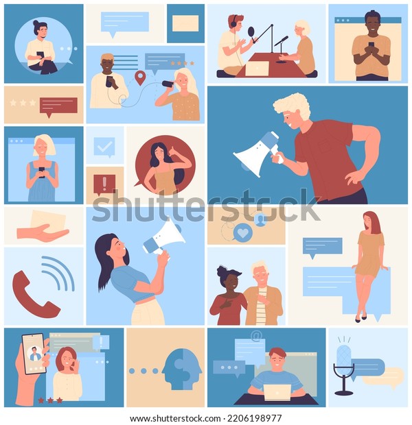 Information Platform Campaign Communication Set Vector Stock Vector ...