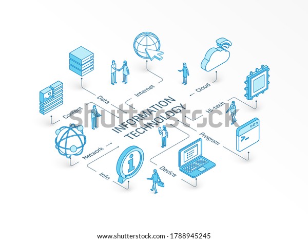 Information Technology Isometric Concept Connected Line Stock Vector ...