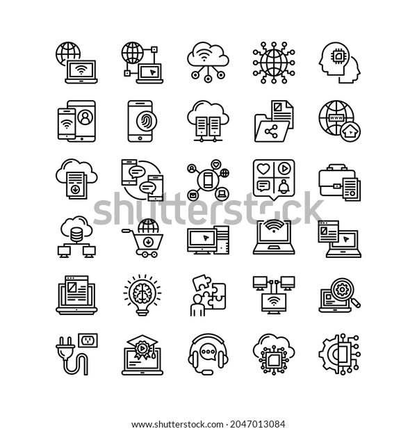 Information Technology Outline Icon Style Illustration Stock Vector ...