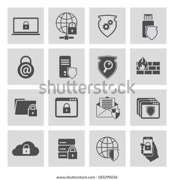 Information Technology Security Pictograms Collection Computer Stock ...