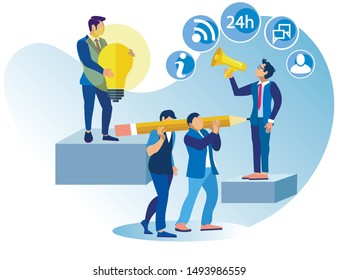 Informational Poster Call Center Implementation Operator Stock Vector ...