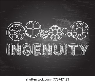 Ingenuity Text Gear Wheels Hand Drawn Stock Vector (Royalty Free ...