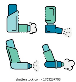 Inhaler Icons Set Outline Set Inhaler Stock Vector (Royalty Free ...