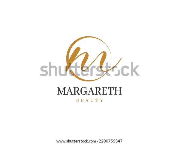 Initial Calligraphy Letter M Luxury Gold Stock Vector (Royalty Free ...