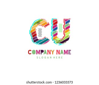 Initial Cu Full Color Initial Logo Stock Vector (Royalty Free ...