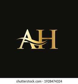 Initial Gold Letter Ah Logo Design Stock Vector (Royalty Free ...