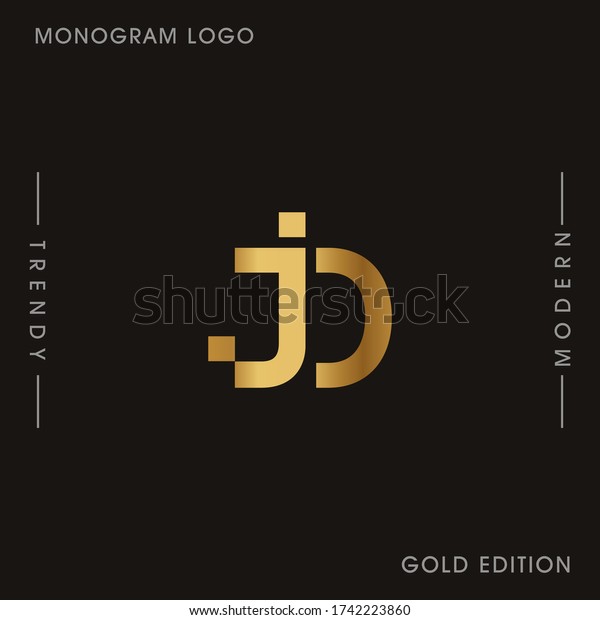 Initial Gold Letters Dj Linked Monogram Stock Vector (Royalty Free ...