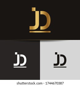 Initial Gold Letters Jd Linked Monogram Stock Vector (Royalty Free ...