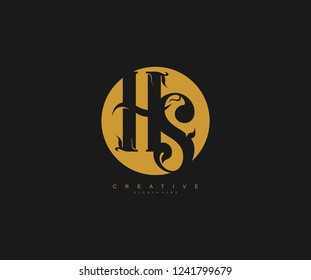 Initial Hs Letter Inside Golden Circle Stock Vector (Royalty Free ...