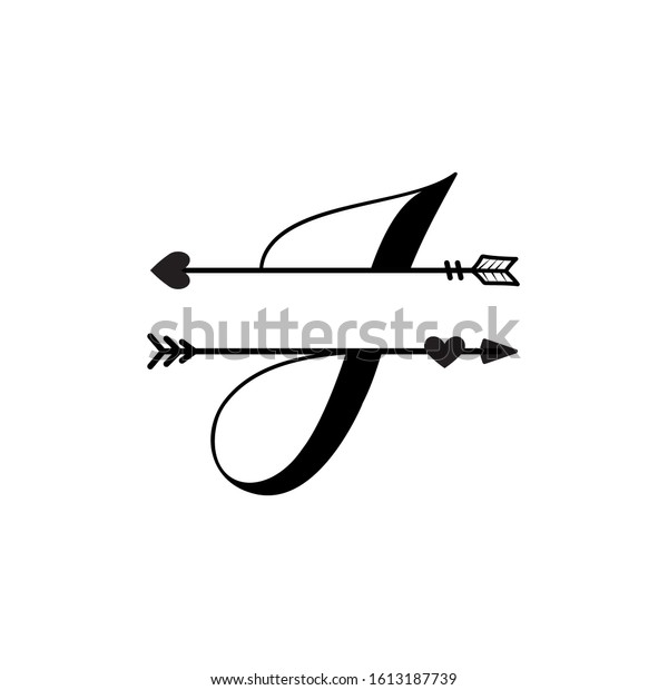 Initial J Love Monogram Split Letter Stock Vector (Royalty Free) 1613187739