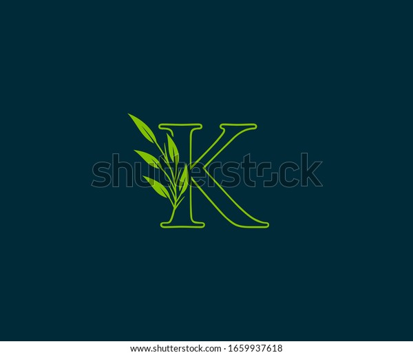 Initial K Letter Green Leaves Logo Stock Vector (Royalty Free ...