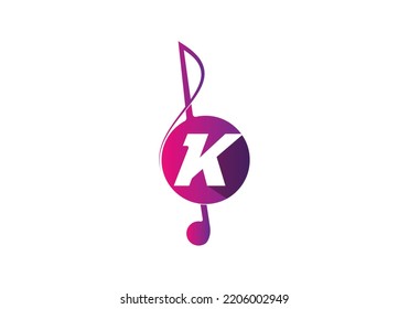 Initial K Monogram Alphabet Musical Note Stock Vector (Royalty Free ...