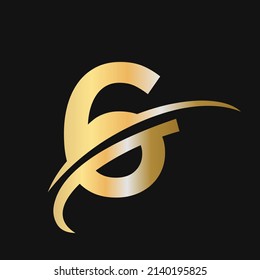Initial Letter 6 Logo Design Swoosh Stock Vector (Royalty Free ...